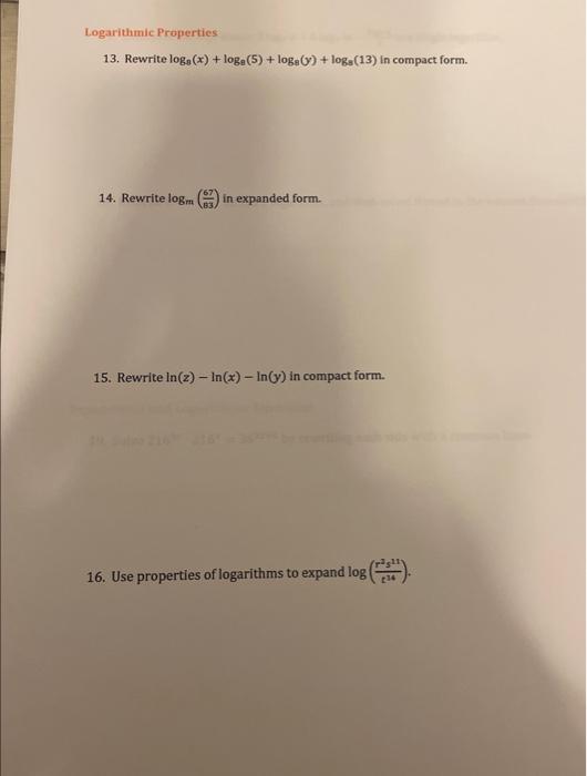 Solved 13. Rewrite log9(x)+log9(5)+log9(y)+log9(13) in | Chegg.com Solved 13. Rewrite log9(x)+log9(5)+log9(y)+log9(13) in | Chegg.com