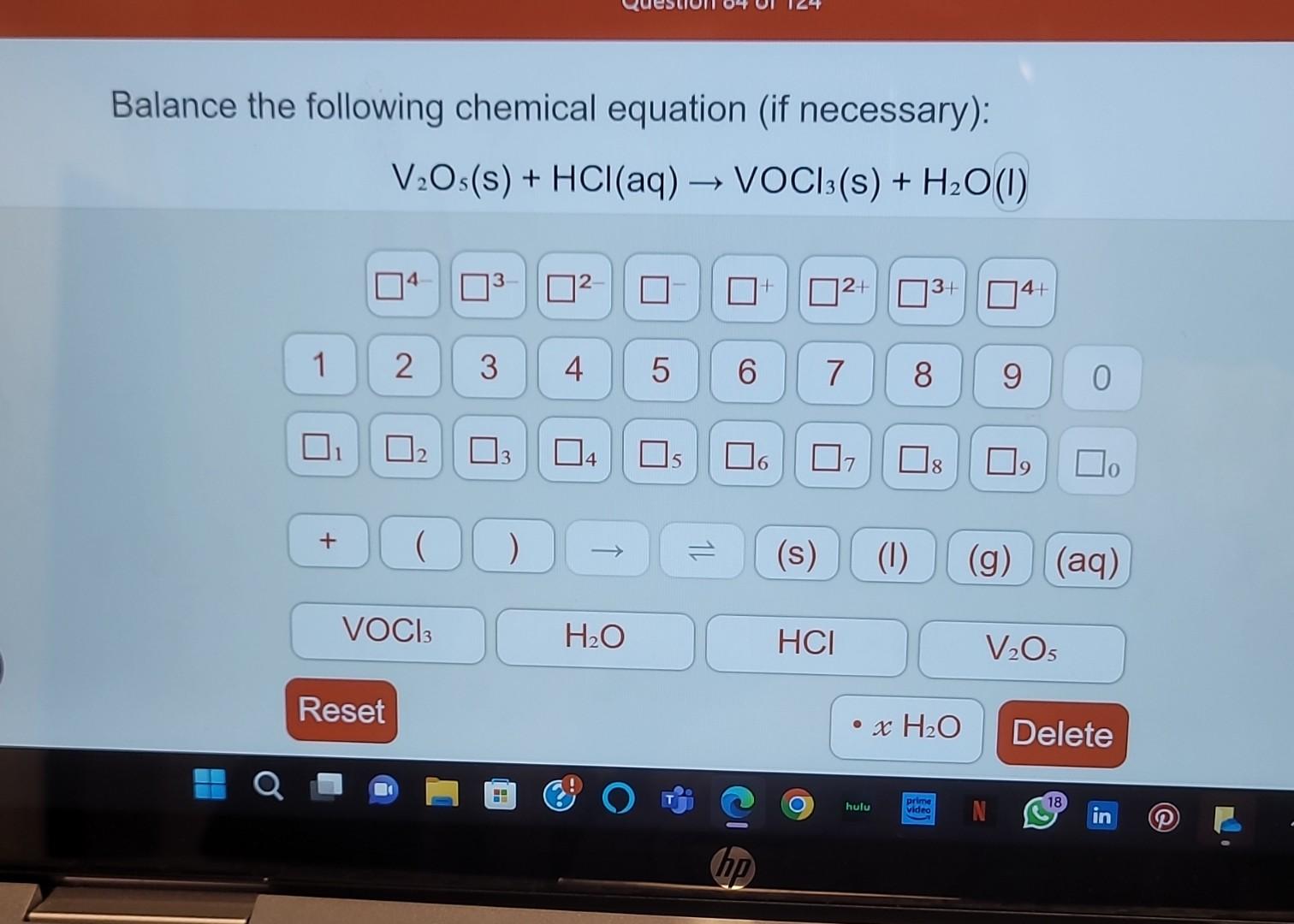 Solved Balance the following chemical equation (if | Chegg.com