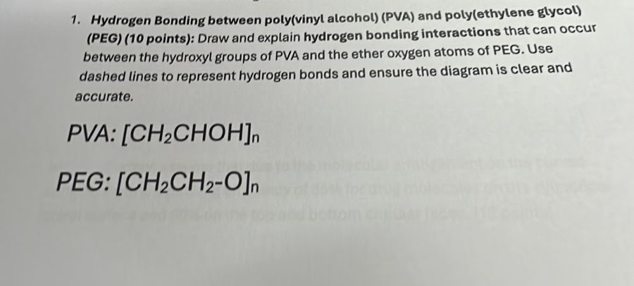 Solved Hydrogen Bonding between poly(vinyl alcohol) (PVA) | Chegg.com