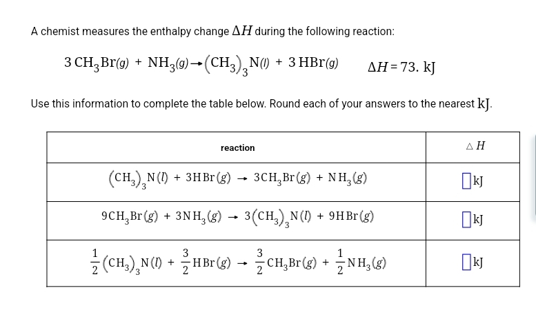 Solved A chemist measures the enthalpy change ΔH ﻿during the | Chegg.com