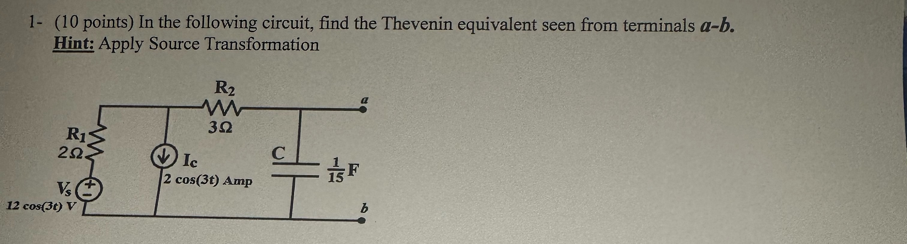 Solved In the following circuit, find the Thevenin | Chegg.com