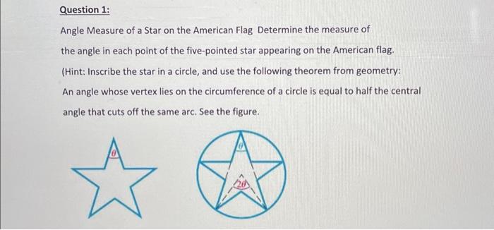 Solved Angle Measure of a Star on the American Flag | Chegg.com