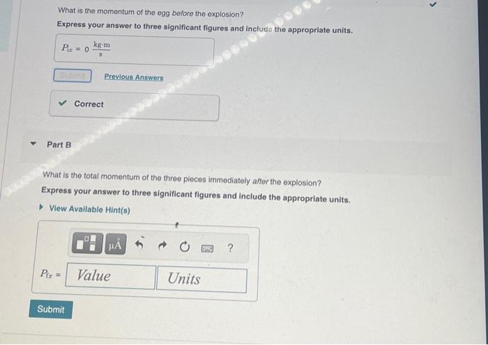 Solved A giant "egg," initially at rest, explodes as part of | Chegg.com