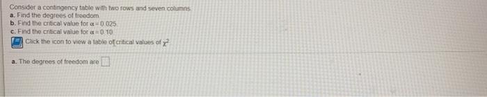 Solved Consider a contingency table with two rows and seven | Chegg.com
