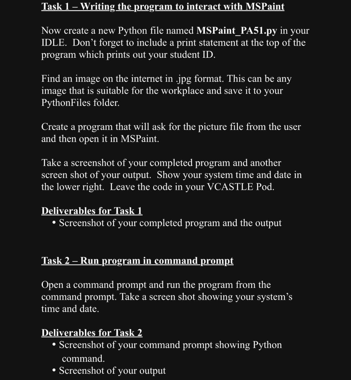Solved Task 1 - ﻿Writing the program to interact with | Chegg.com