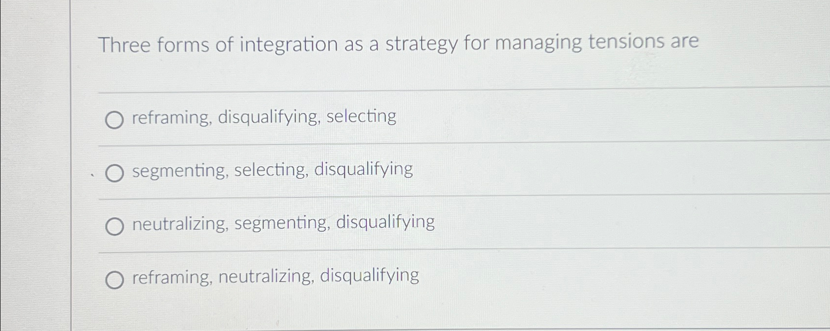 Solved Three forms of integration as a strategy for managing | Chegg.com