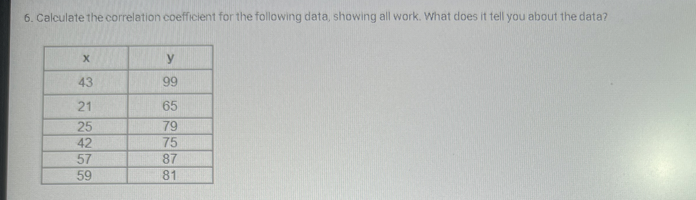 Solved Calculate the correlation coefficient for the | Chegg.com