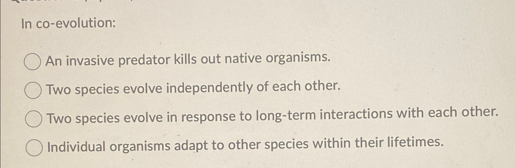 Solved In co-evolution:An invasive predator kills out native | Chegg.com