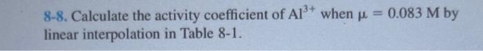 Solved 8-8. Calculate the activity coefficient of Al3+ when | Chegg.com