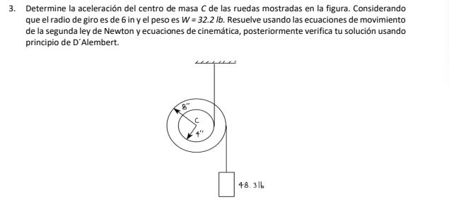 Solved Determine la aceleración del centro de masa C ﻿de las | Chegg.com
