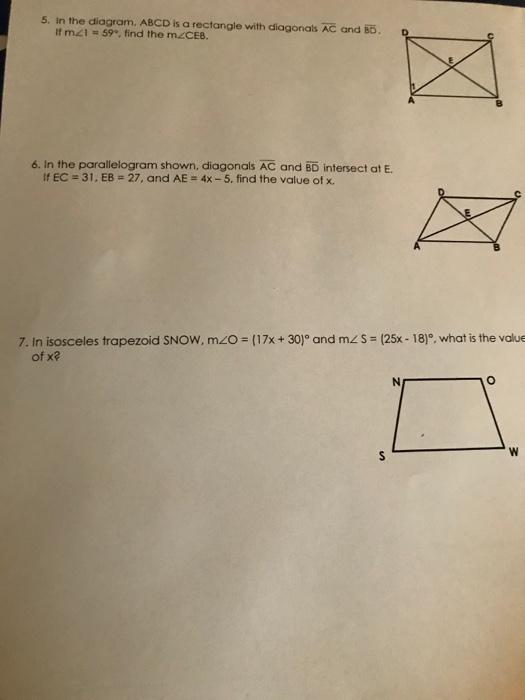 Solved 5. In the diagram. ABCD is a rectangle with diagonals | Chegg.com