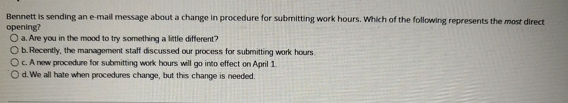 Solved Bennett is sending an e-mail message about a change | Chegg.com