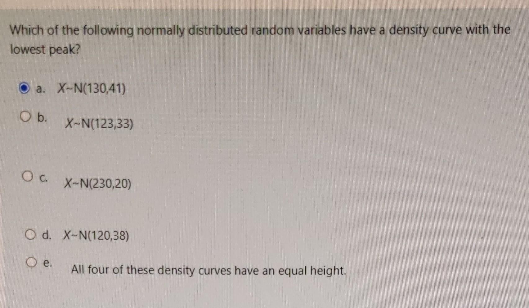 Solved Which of the following normally distributed random | Chegg.com