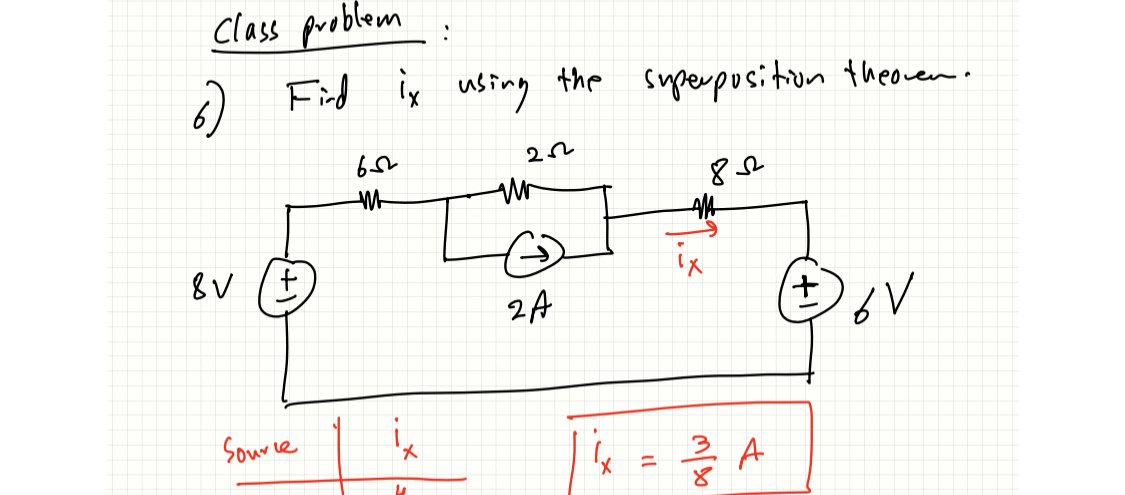 Class problem:Find ix ﻿using the superposition | Chegg.com