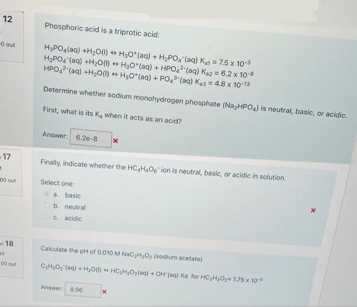 Solved Phosphoric acid is a triprotic acid: | Chegg.com