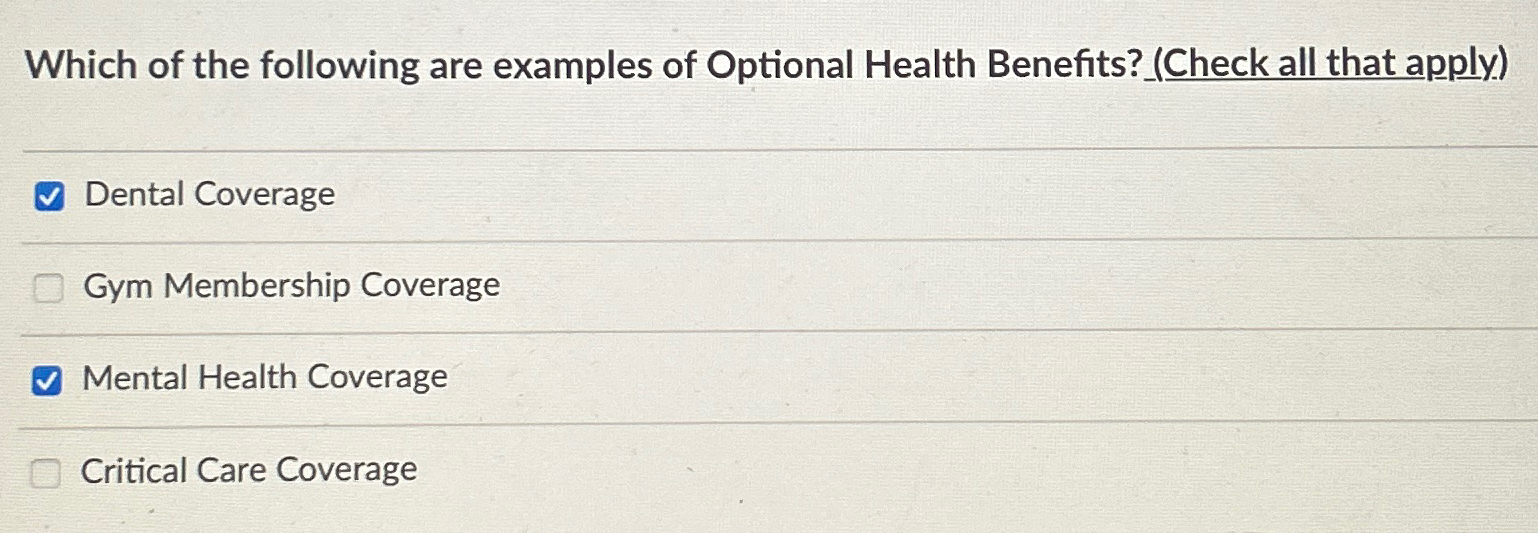 Solved Which of the following are examples of Optional | Chegg.com