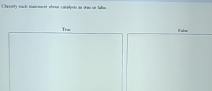 Solved Classify each statement nbout catalysts as true or | Chegg.com