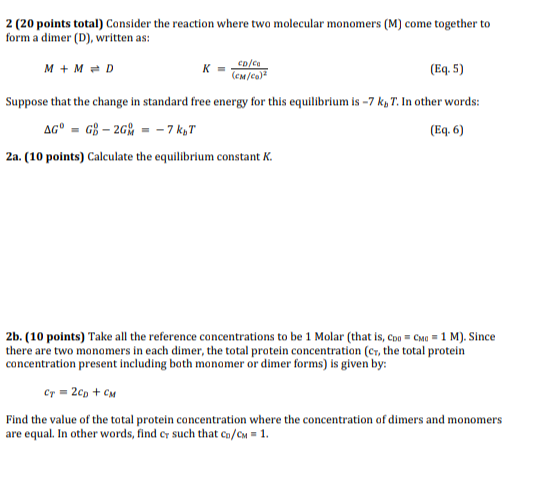Solved co/ 2 (20 points total) Consider the reaction where | Chegg.com