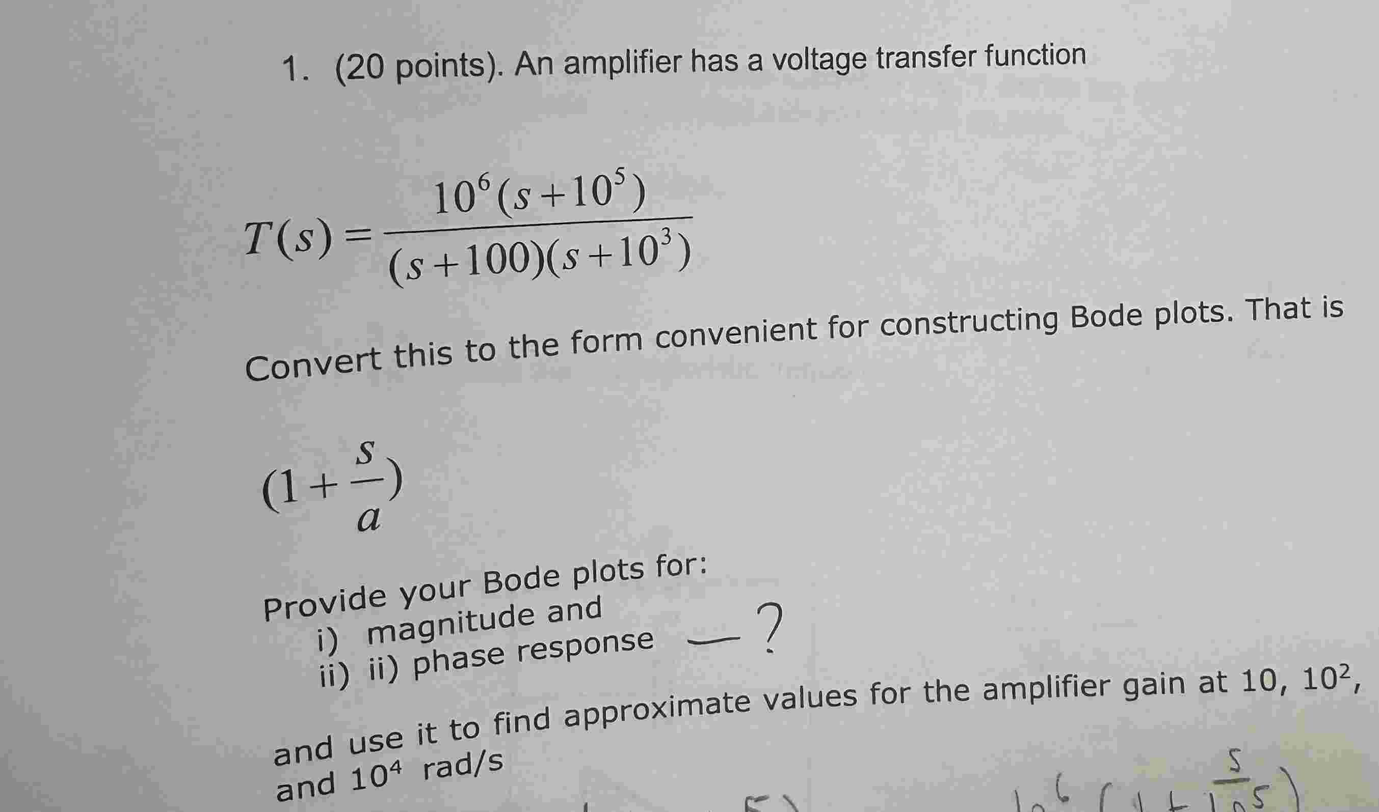Solved 20 ﻿points An ﻿amplifier Has A Voltage Transfer 7443