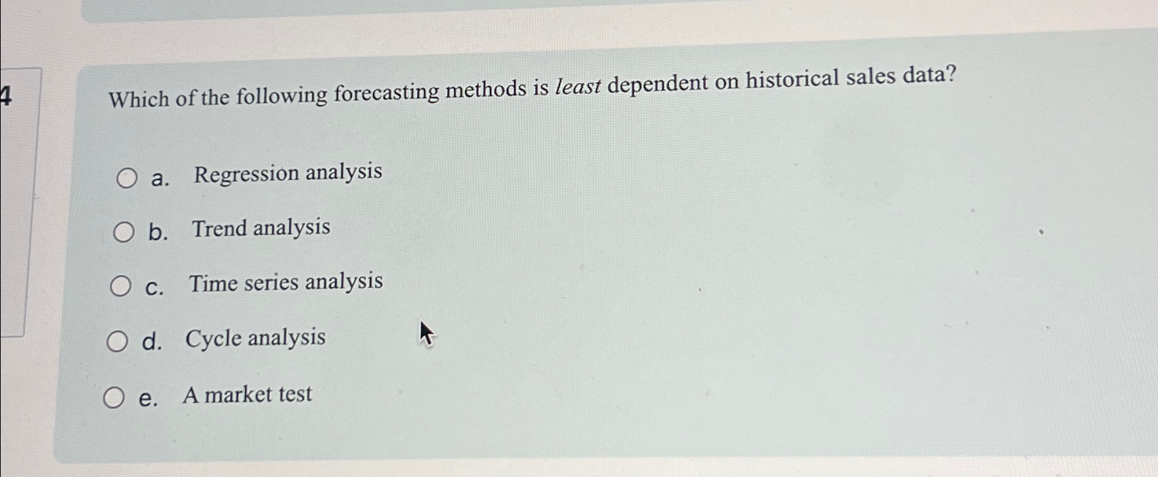 Solved Which of the following forecasting methods is least | Chegg.com