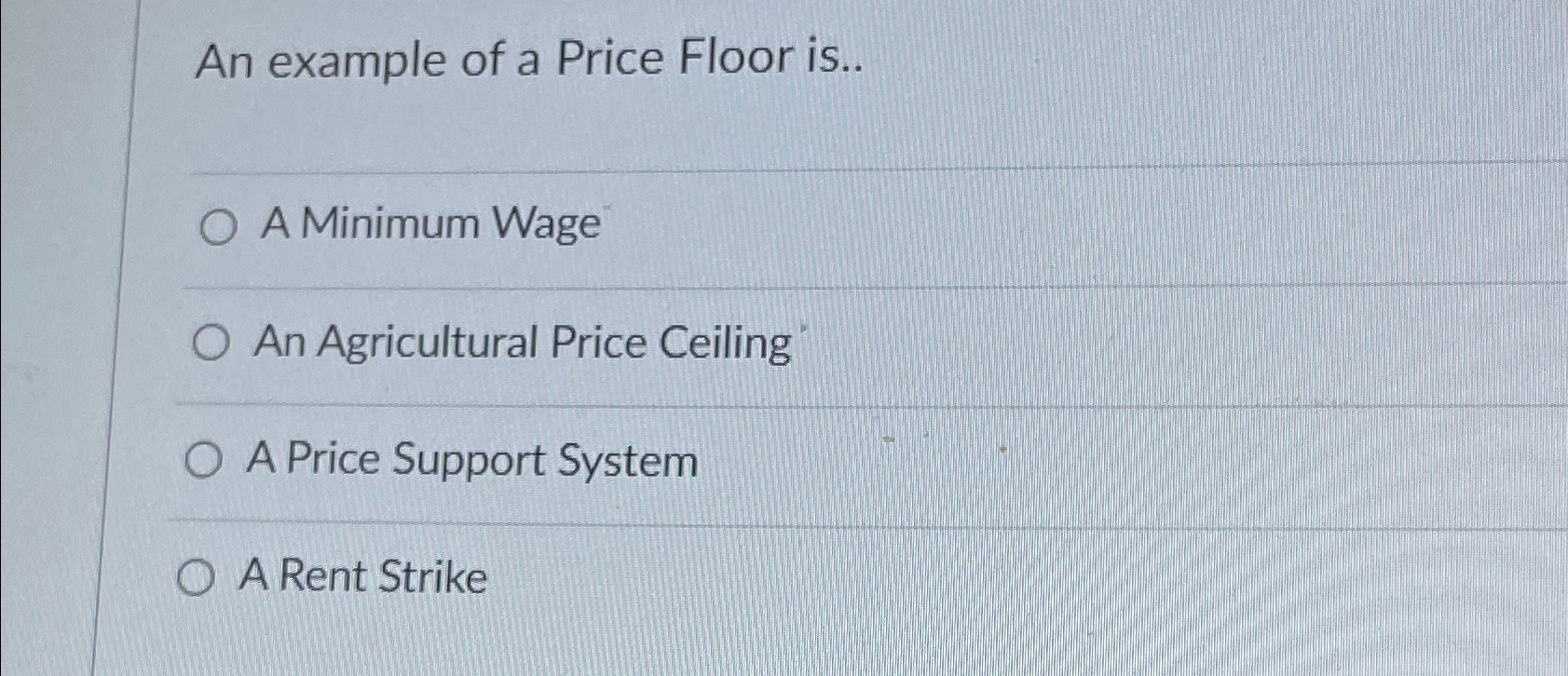 Solved An example of a Price Floor is..A Minimum WageAn | Chegg.com