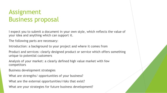 Assignment Business proposal I expect you to submit a | Chegg.com