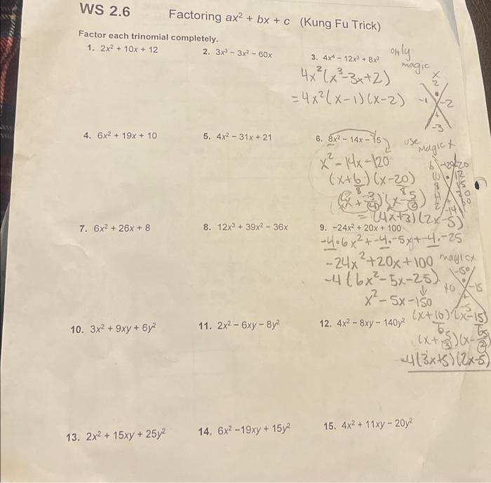 Solved Factor each trinomial completely. 1. 2x2+10x+12 2. | Chegg.com