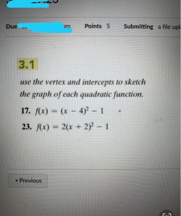 Solved use the vertex and intercepts to sketch the graph of | Chegg.com