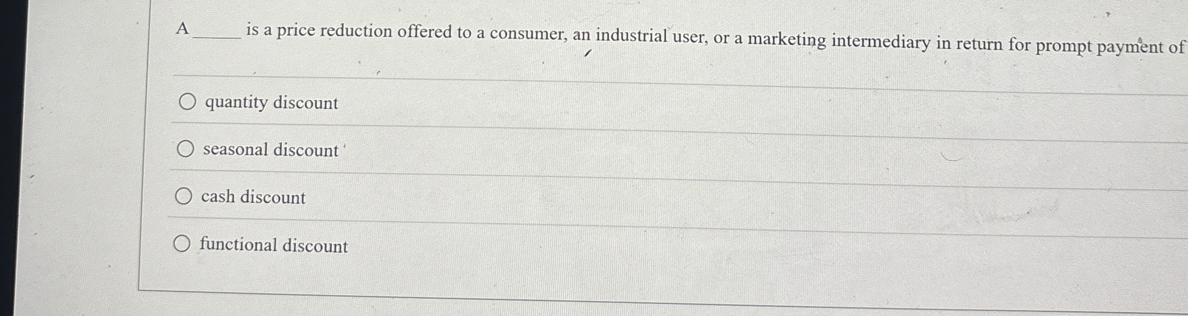 Solved A ﻿is a price reduction offered to a consumer, an | Chegg.com