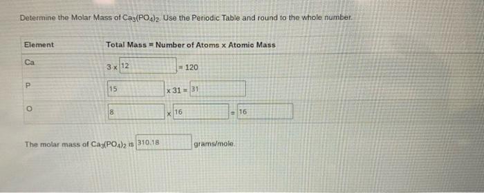 Solved Determine the Molar Mass of Ca3(PO4)2. Use the | Chegg.com