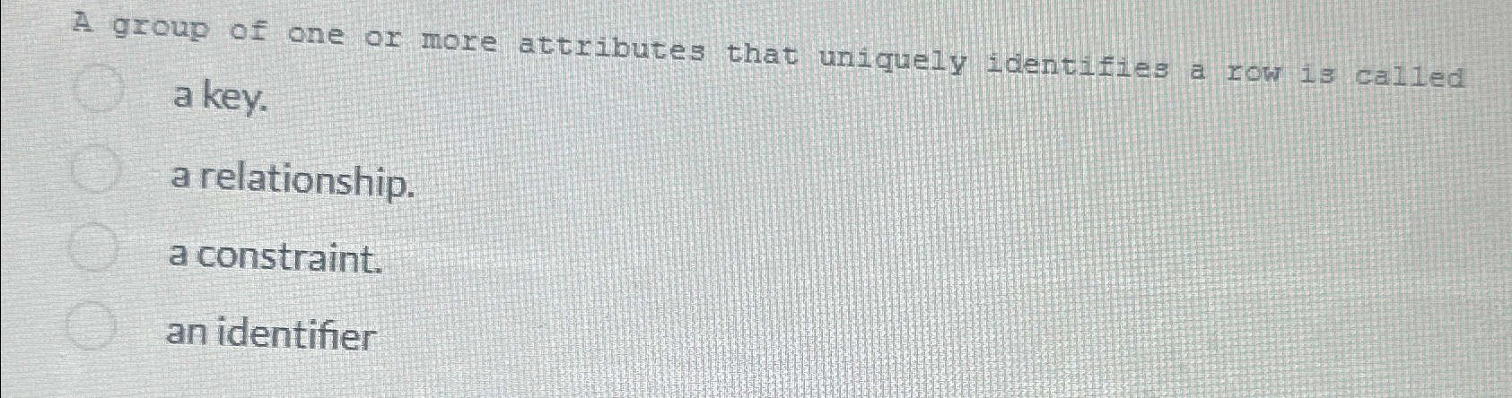 Solved A group of one or more attributes that uniquely | Chegg.com