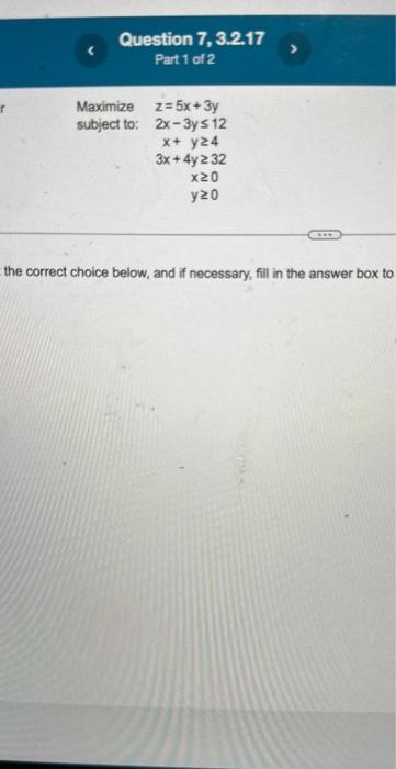 Solved Maximize z=5x+3y subject to: | Chegg.com