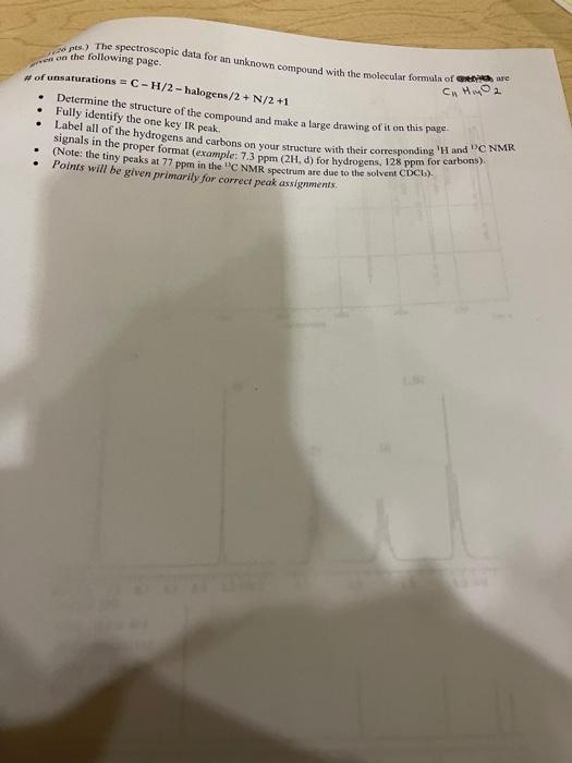 Solved We Pes The Spectroscopic Data For An Unknown