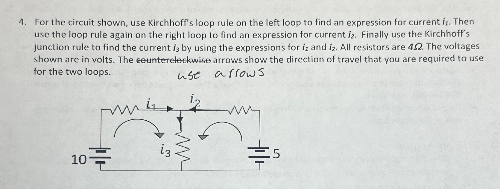 Solved For the circuit shown, use Kirchhoff's loop rule on | Chegg.com