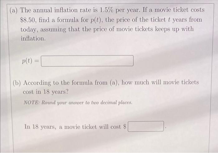 Solved (a) The annual inflation rate is 1.5% per year. If a | Chegg.com