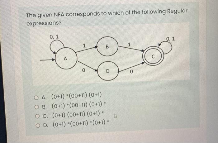 Solved The given NFA corresponds to which of the following | Chegg.com