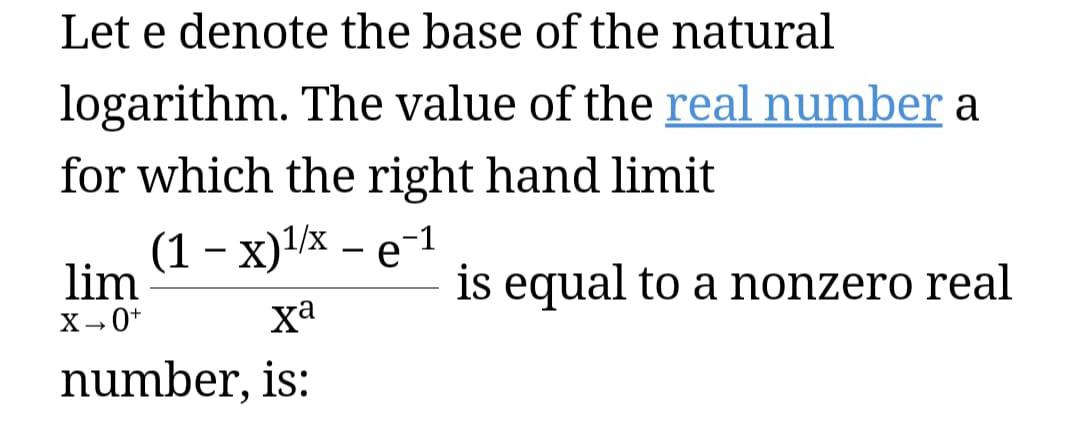 Solved Let e denote the base of the natural logarithm. The | Chegg.com
