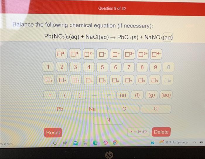 Solved Balance the following chemical equation (if | Chegg.com
