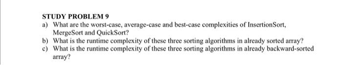Solved STUDY PROBLEM 9 a) What are the worst-case, | Chegg.com