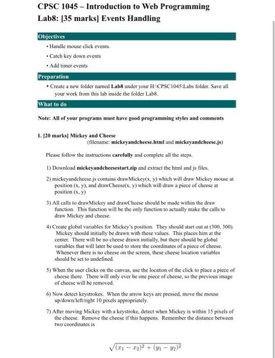 CPSC 1045 - Introduction to Web Programming Lab8: [35 | Chegg.com