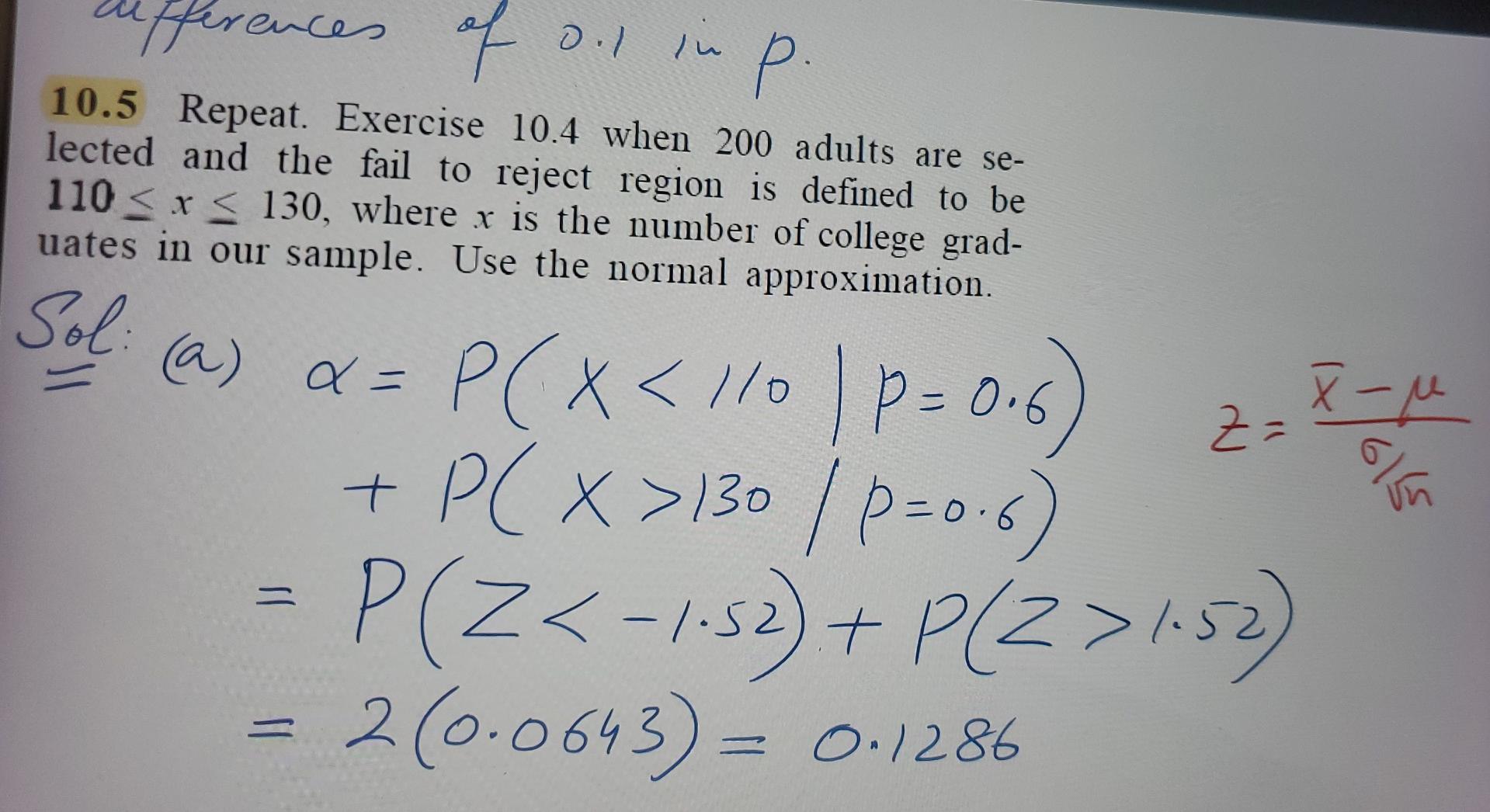 Solved и afferences of 0.1 in 2. in p 10.5 Repeat. Exercise | Chegg.com