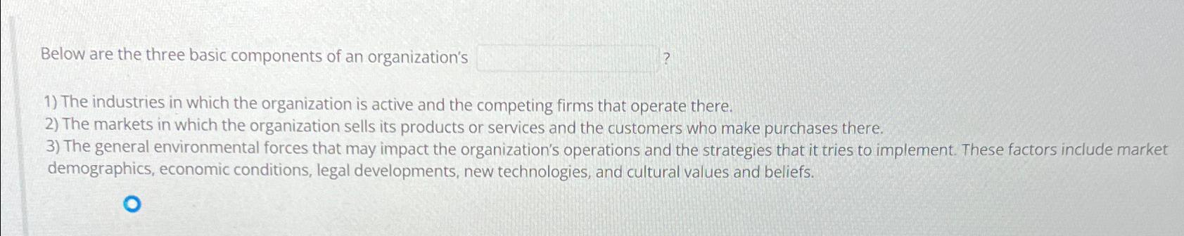Solved Below are the three basic components of an | Chegg.com