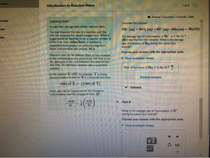 Solved Introduction to Reaction Rates 6 1086 0 rea Learning | Chegg.com