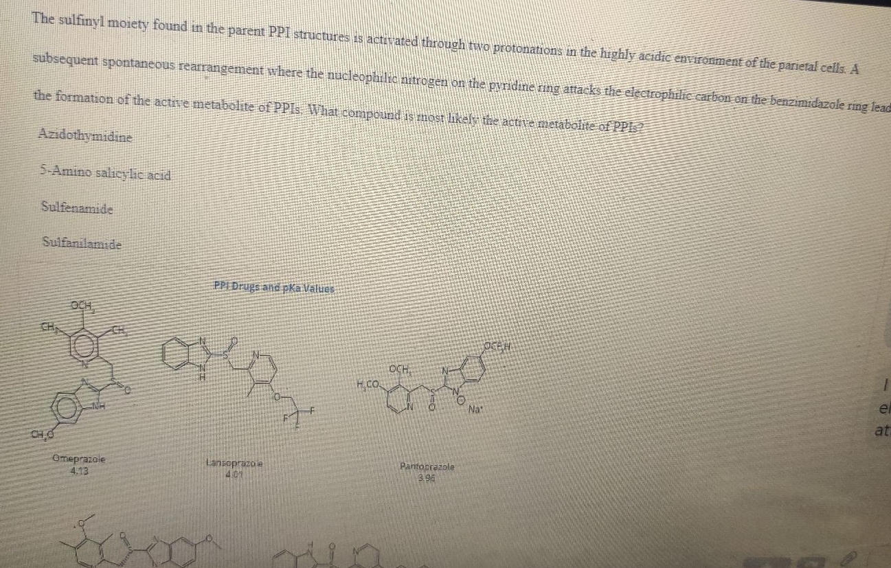 Solved The sulfinyl moiety found in the parent PPI | Chegg.com