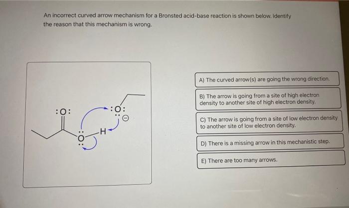 Solved An incorrect curved arrow mechanism for a Bronsted | Chegg.com