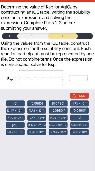 Solved Determine the value of Ksp for Aglo, by constructing | Chegg.com
