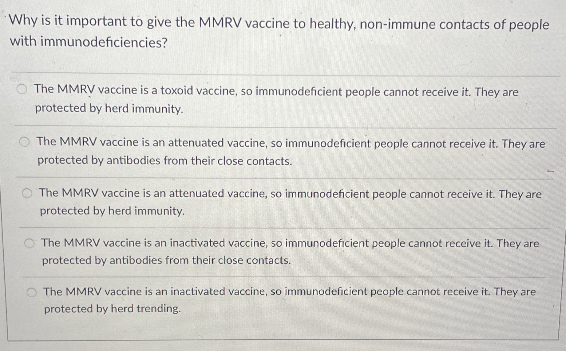 Solved Why is it important to give the MMRV vaccine to | Chegg.com