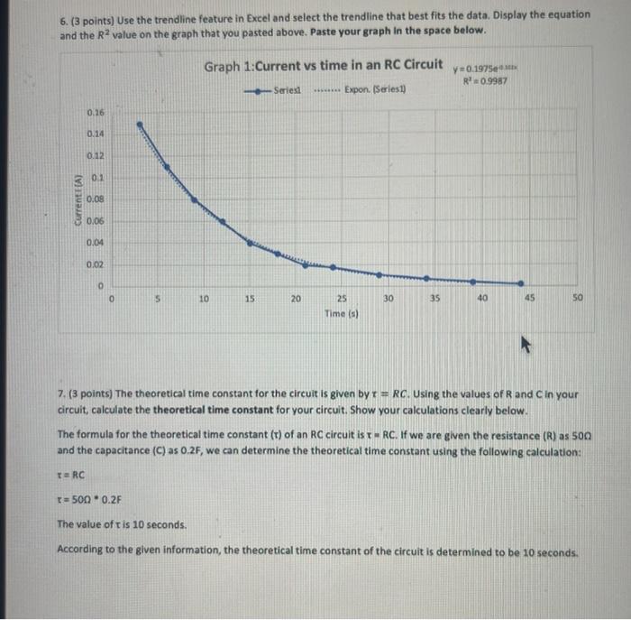 Solved 6. ( 3 points) Use the trendline feature in Excel and | Chegg.com