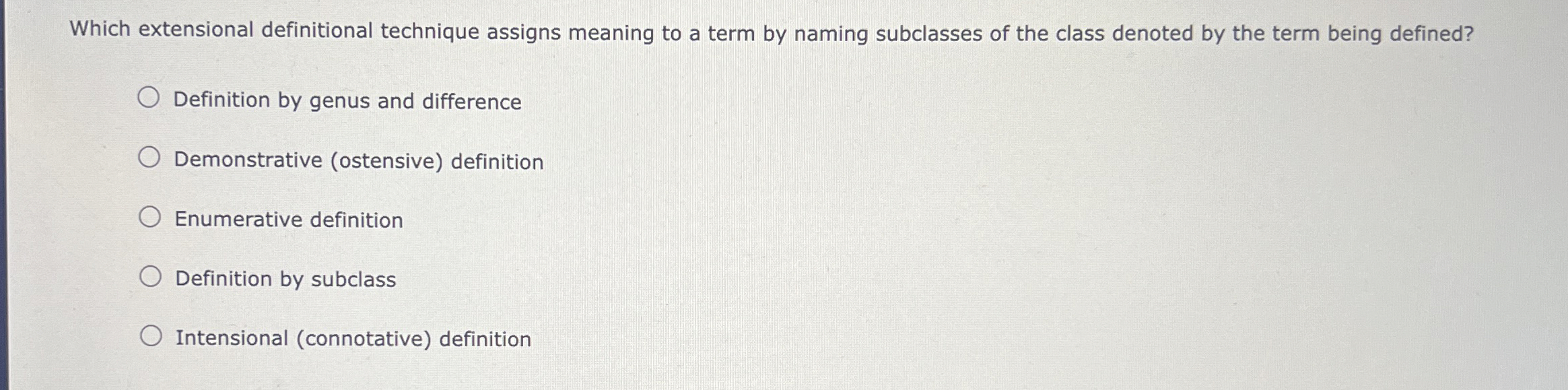 Solved Which extensional definitional technique assigns | Chegg.com