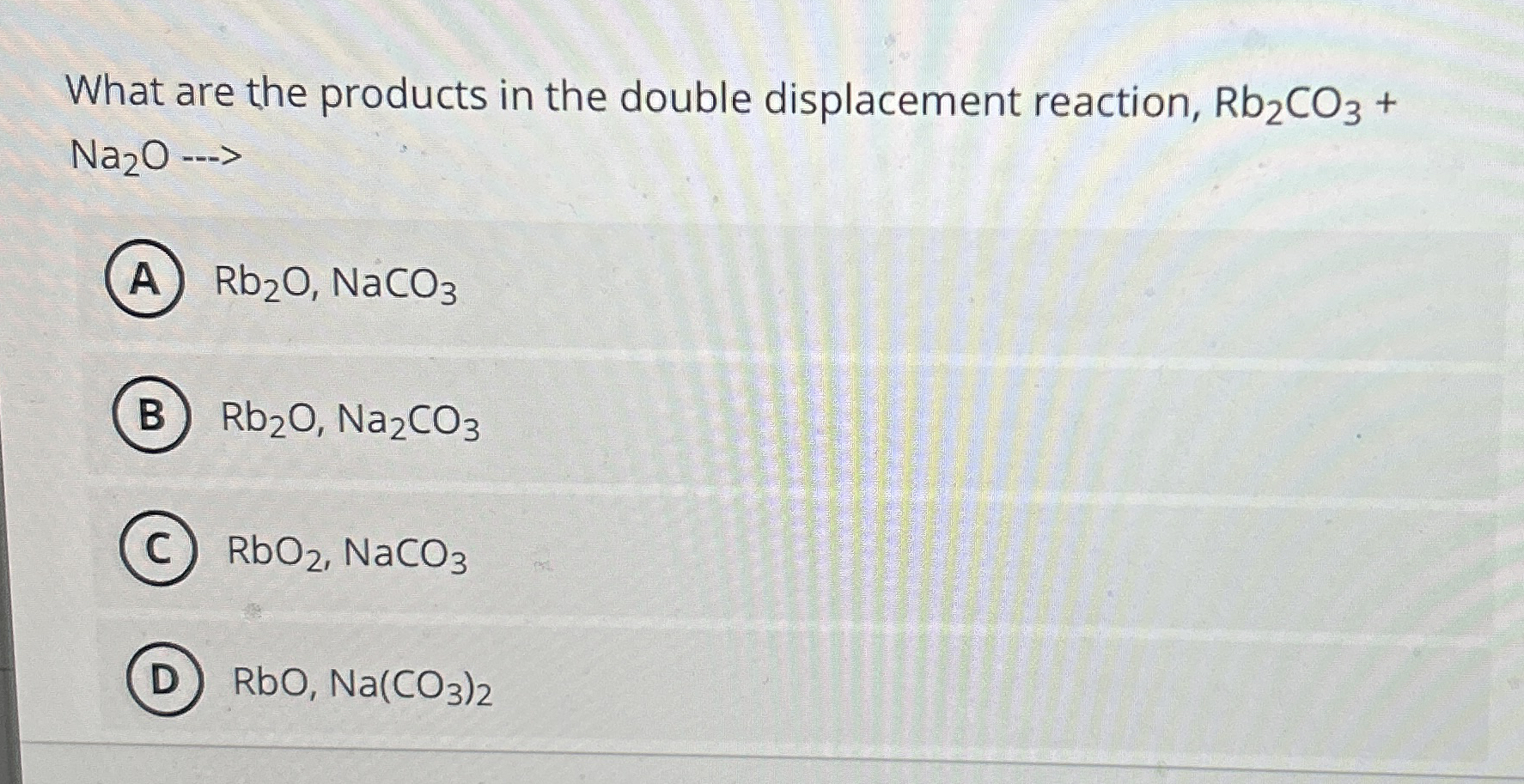 Solved What are the products in the double displacement | Chegg.com